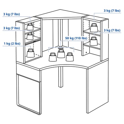 MICKE Corner workstation, white, 100x142 cm - IKEA