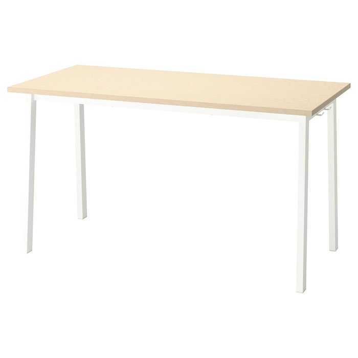 MITTZON conference table, birch veneer/white, 140x68x75 cm - IKEA