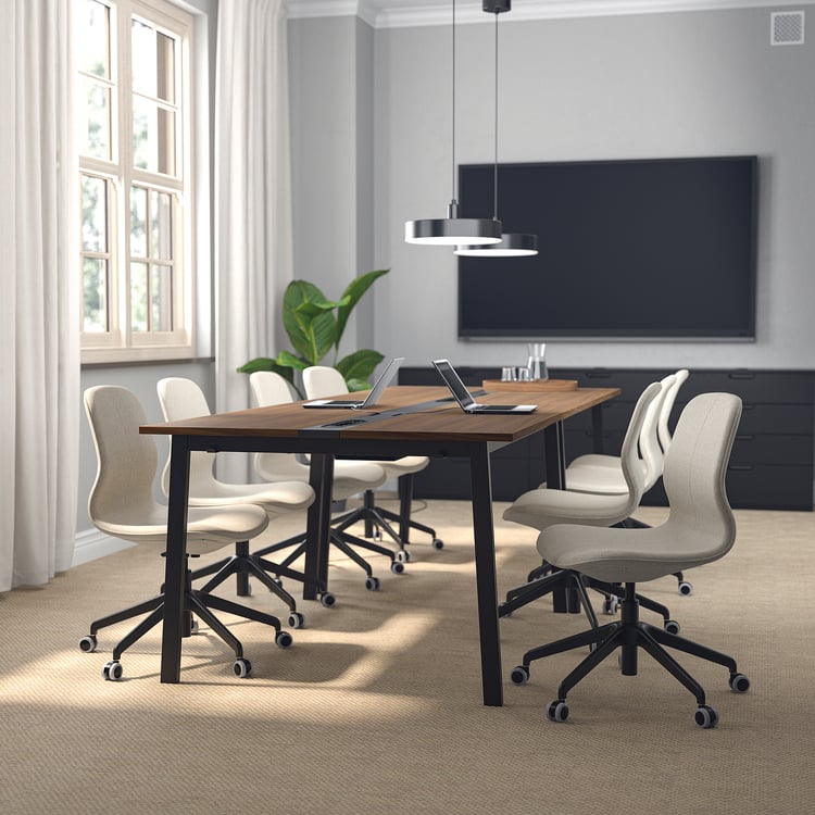 MITTZON conference table, walnut veneer/black, 140x108x75 cm - IKEA