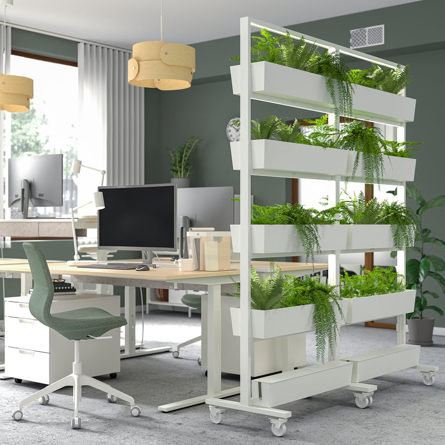 MITTZON frame w castors/container/cable box, white, 85x205 cm - IKEA