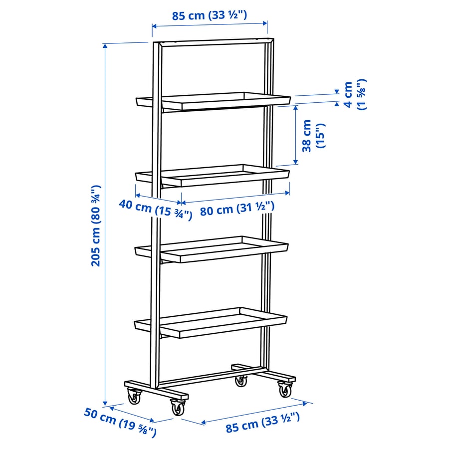 MITTZON frame with castors/display shelf, white, 85x205 cm - IKEA