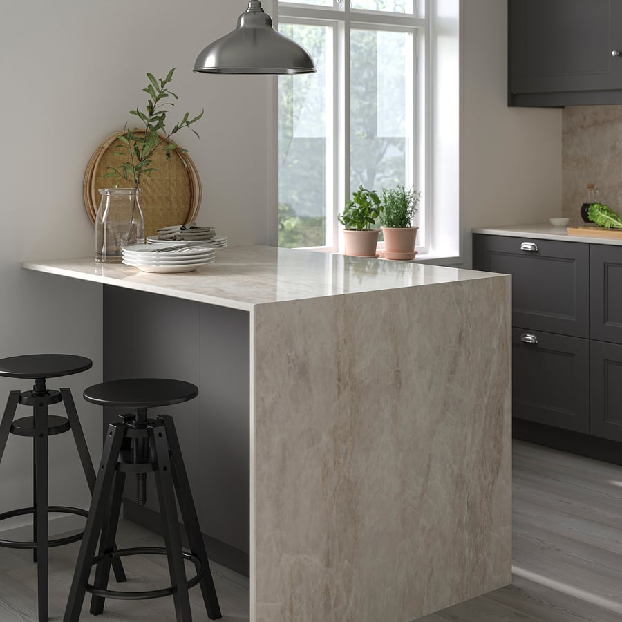 MÖCKLARP custom made worktop, polished beige/brown/marble effect high ...