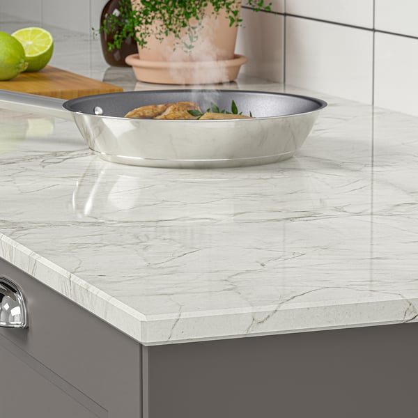 MÖCKLARP custom made worktop, polished off-white marble effect/high ...