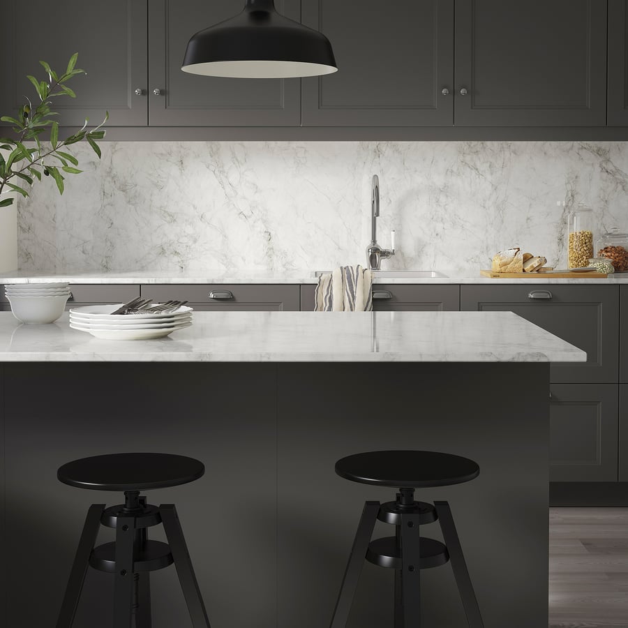 MÖCKLARP custom made worktop, polished off-white marble effect/high ...