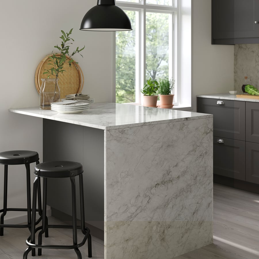 MÖCKLARP custom made worktop, polished off-white marble effect/high ...