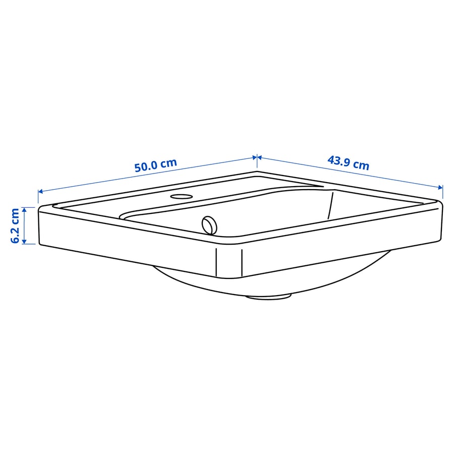 ORRSJÖN semi-recessed wash-basin w watr trp, white, 50x44 cm - IKEA