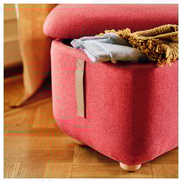 OSKARSHAMN Footstool with storage, Tonerud red - IKEA