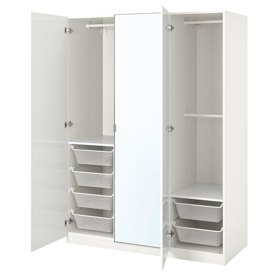 PAX / FARDAL/ÅHEIM Wardrobe combination, white/high-gloss/white mirror ...
