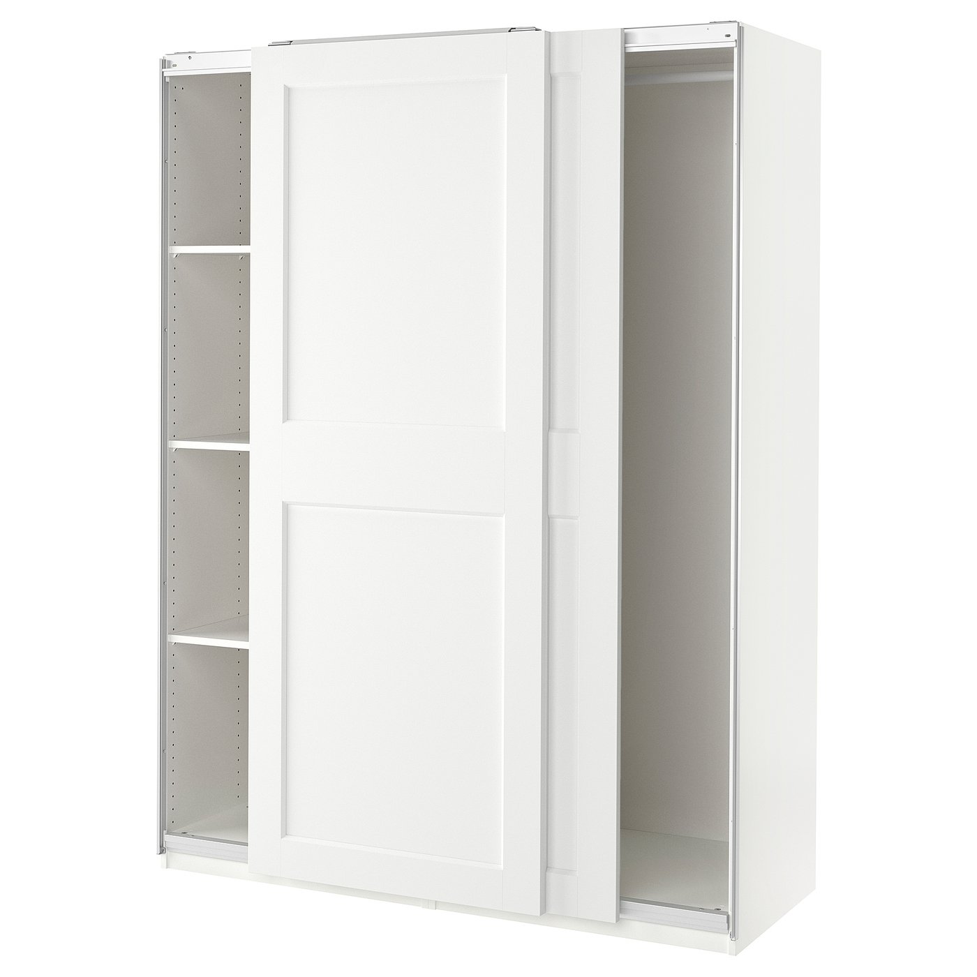 PAX / GRIMO wardrobe with sliding doors, white/white, 150x66x201 cm - IKEA