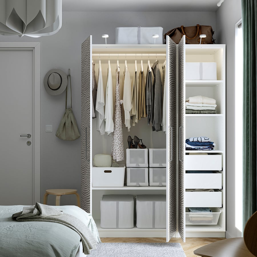 PAX / MISTUDDEN wardrobe combination, white/grey patterned, 150x60x201 ...