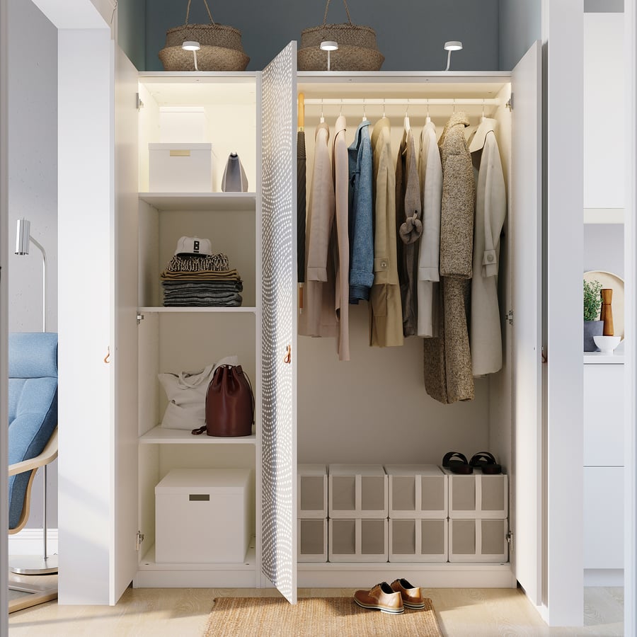 PAX / MISTUDDEN wardrobe combination, white/grey patterned, 150x60x201 ...