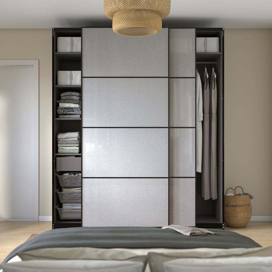 PAX / SVARTISDAL wardrobe combination, dark grey/white paper effect ...