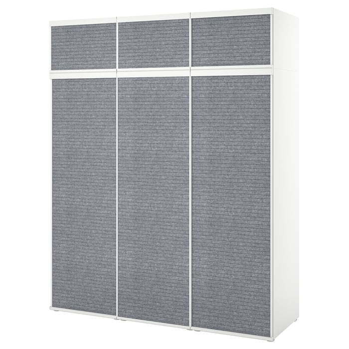 PLATSA wardrobe with 6 sliding doors, white Larkollen/dark grey ...