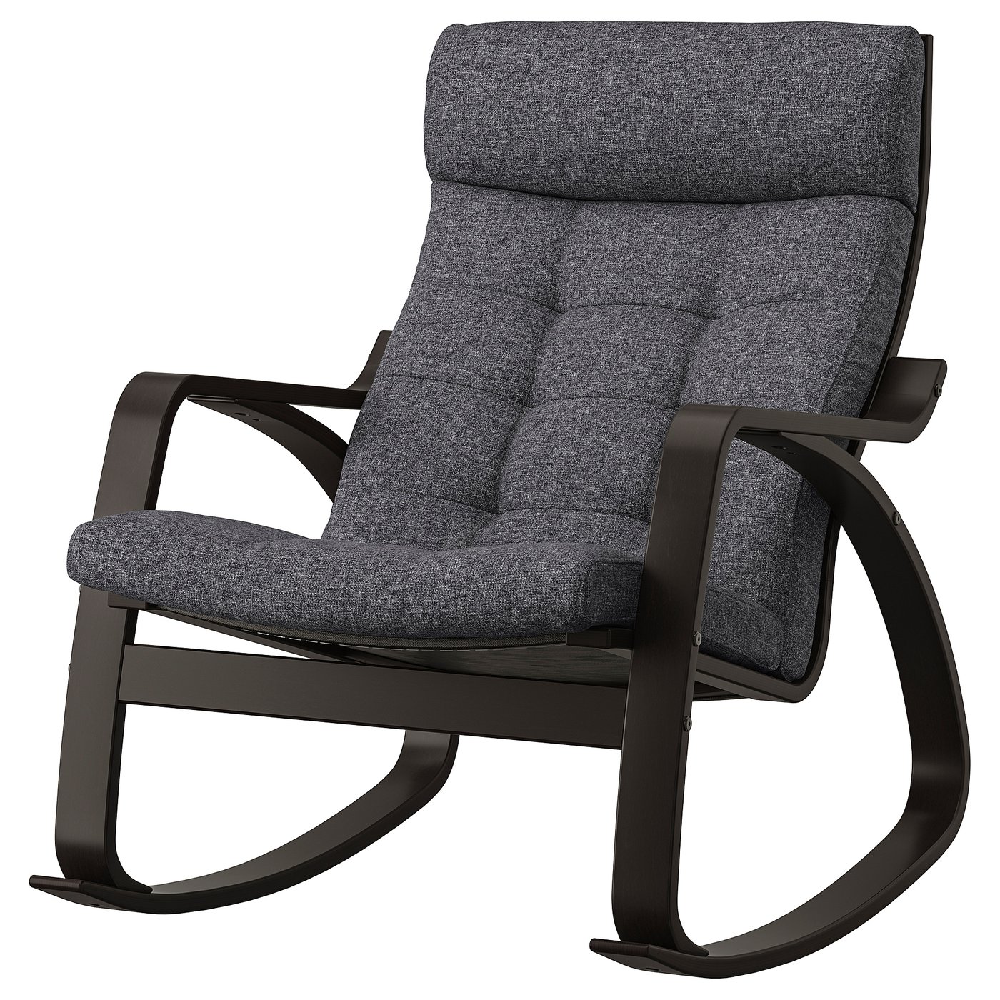POÄNG rocking-chair, black-brown/Gunnared dark grey - IKEA