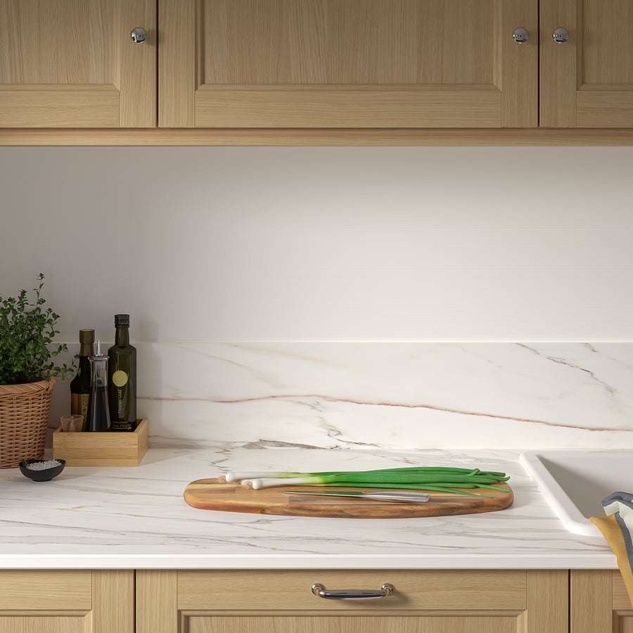 RUNSBÄCK custom made wall panel, white/grey lively marble effect/high ...