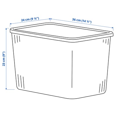 RYKTA storage box with lid, transparent grey-blue, 24x36x23 cm/14.5 l ...