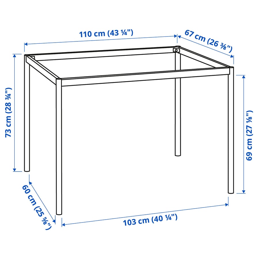 SANDSBERG underframe for table top, black, 110x67x73 cm - IKEA