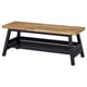 SKOGSTA bench with storage, acacia/black, 120 cm - IKEA