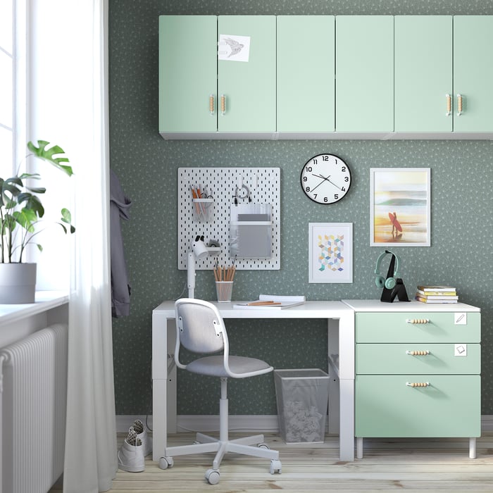 SMÅSTAD wall cabinet, white light green/with 1 shelf, 60x32x60 cm - IKEA
