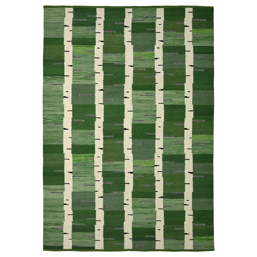 STOCKHOLM 2025 rug, flatwoven, green/white/black handwoven, 170x240 cm ...