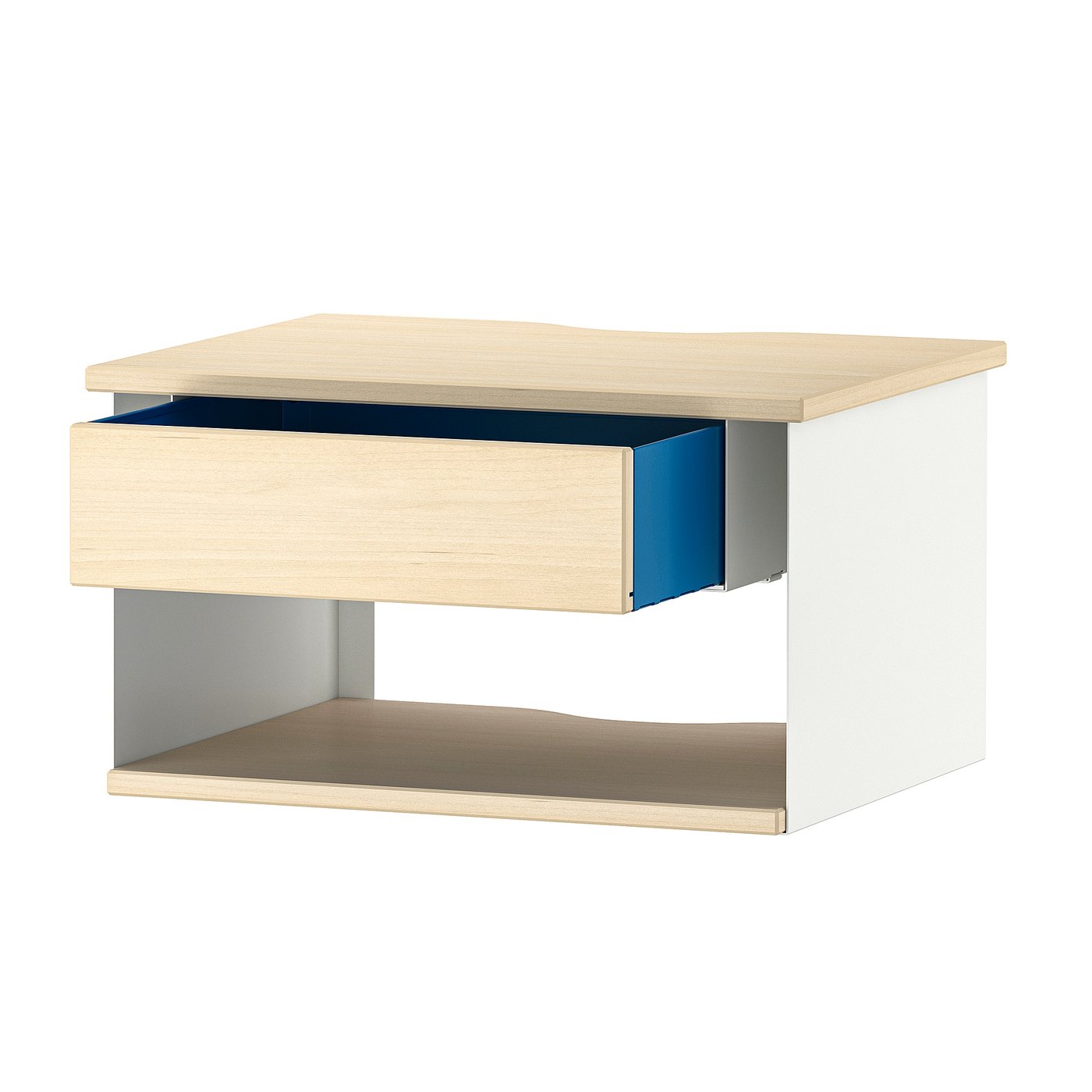 STOMSÖ wall-mounted bedside table, birch effect white/blue, 36x29x20 cm ...