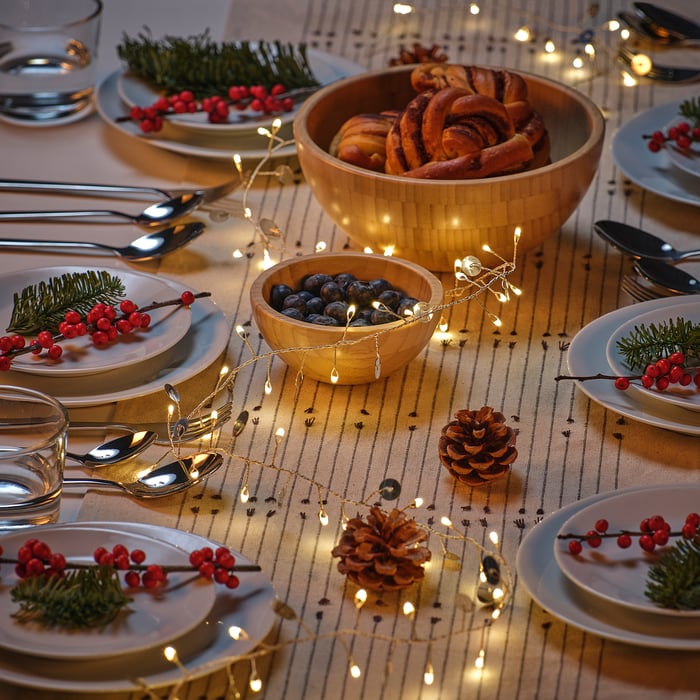 STRÅLA LED lighting chain with 80 lights, battery-operated dots/silver ...