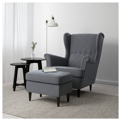STRANDMON Wing chair, Nordvalla dark grey - IKEA