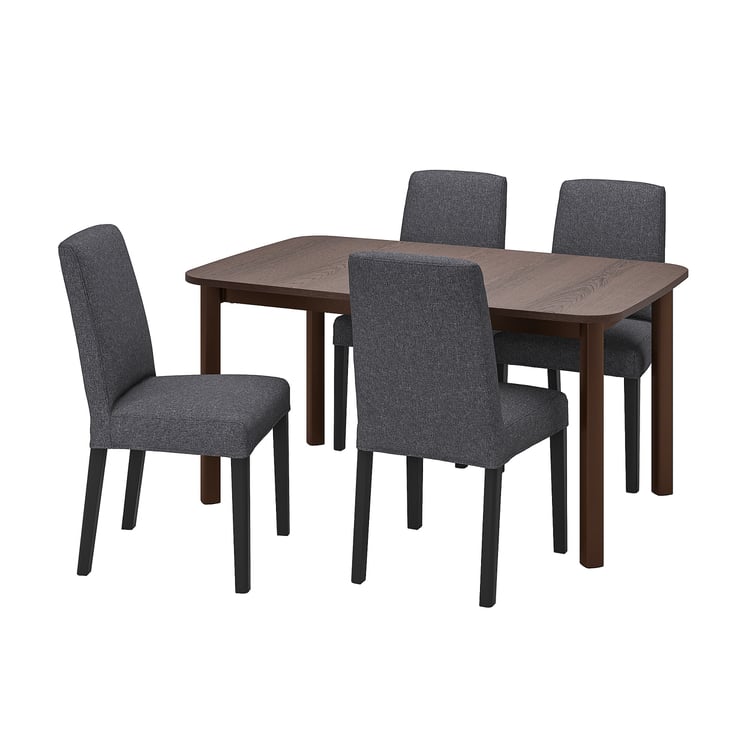 STRANDTORP / BERGMUND table and 4 chairs, brown/Gunnared medium grey ...