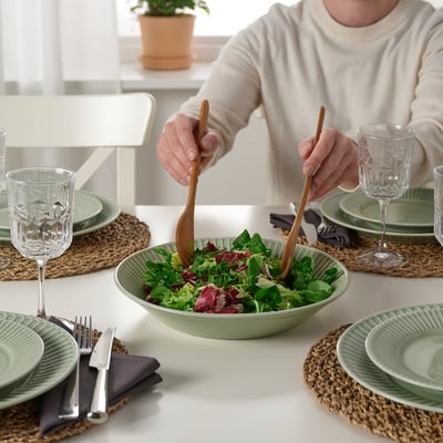 STRIMMIG serving plate, stoneware pale grey-green, 29 cm - IKEA