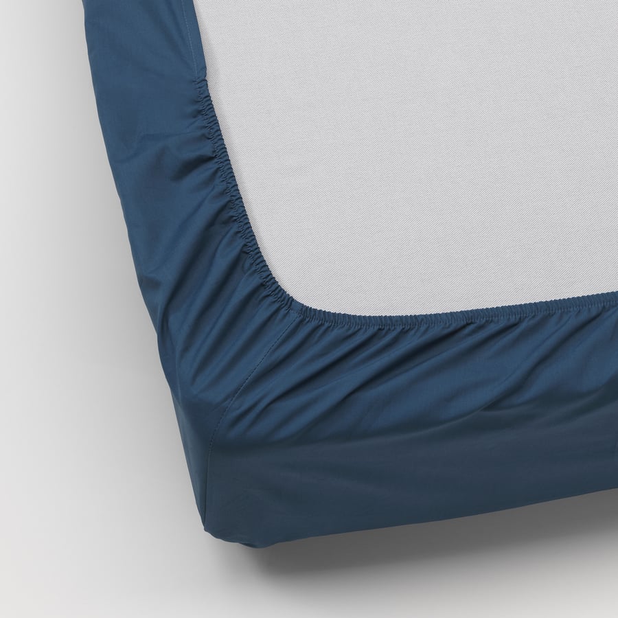 ULLVIDE Fitted sheet, dark blue, Double - IKEA