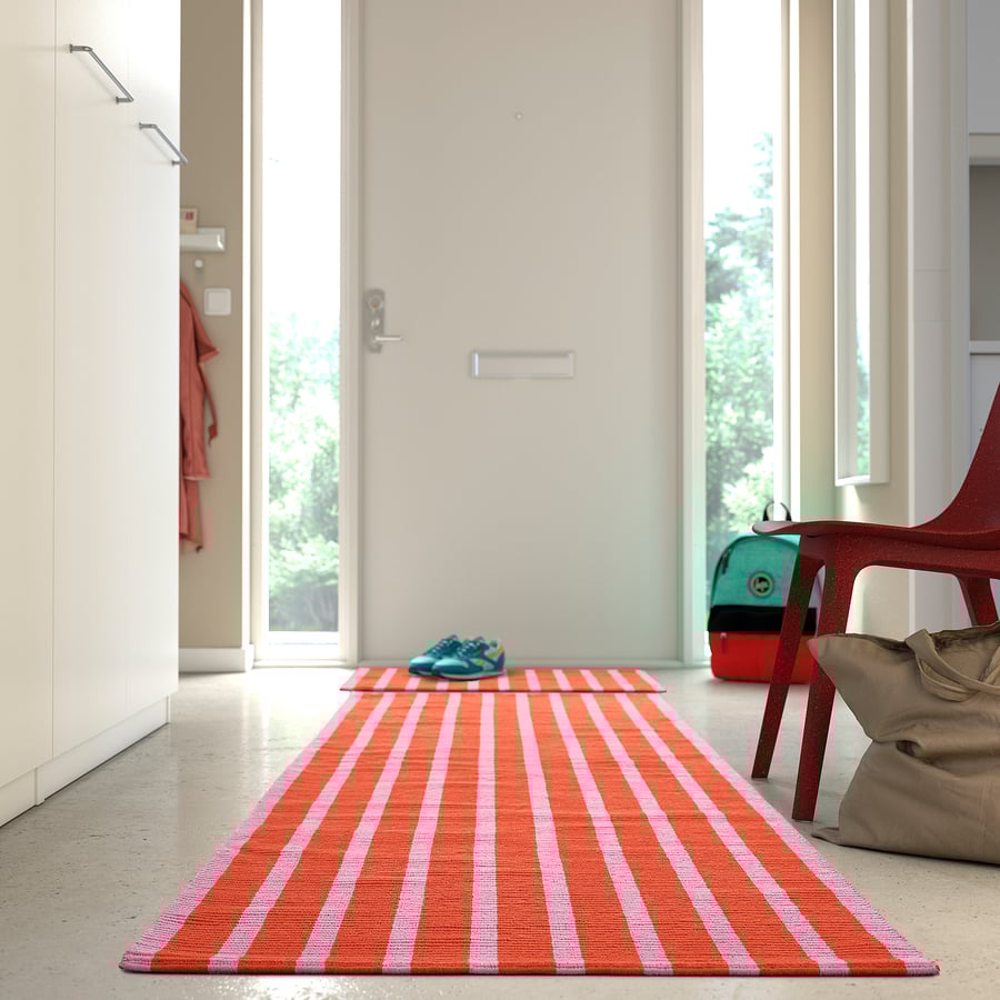 VÄGSKYLT rug, flatwoven, pink/orange, 80x250 cm - IKEA