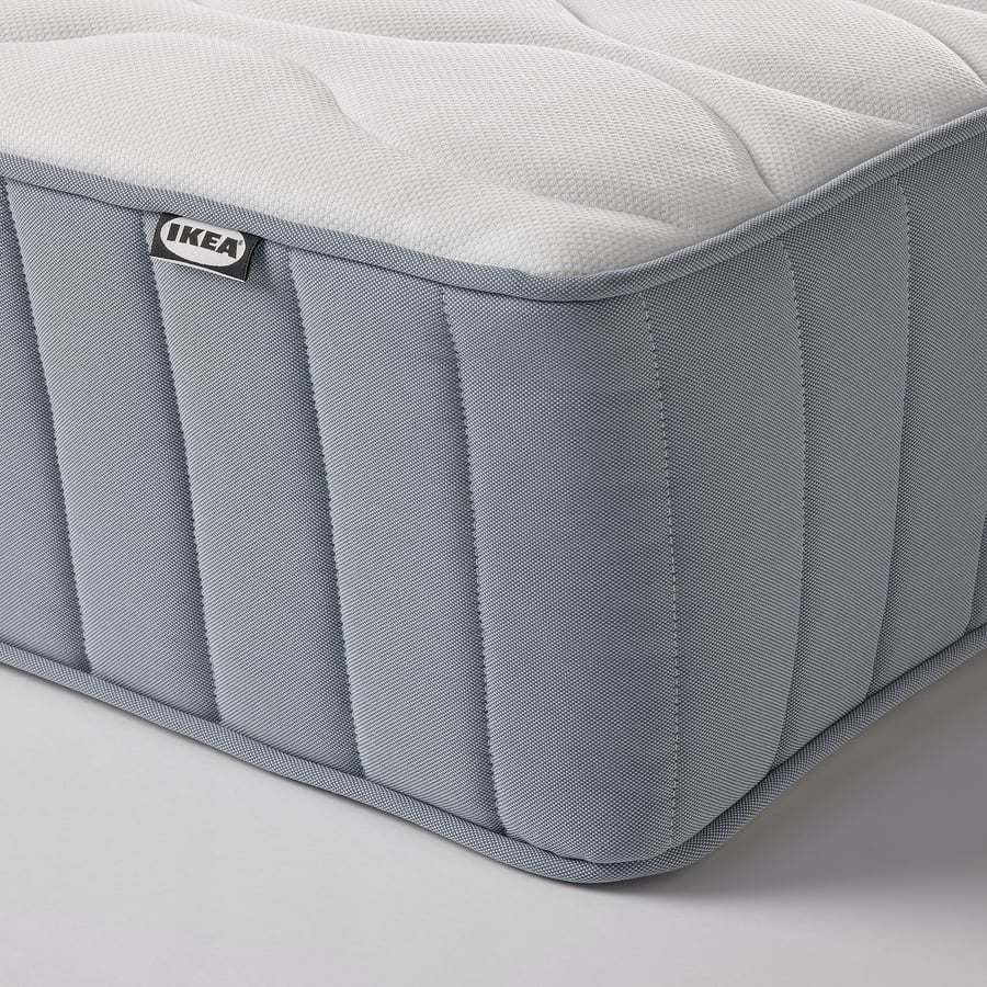 VÅGSTRANDA pocket sprung mattress, firm/light blue, Queen - IKEA