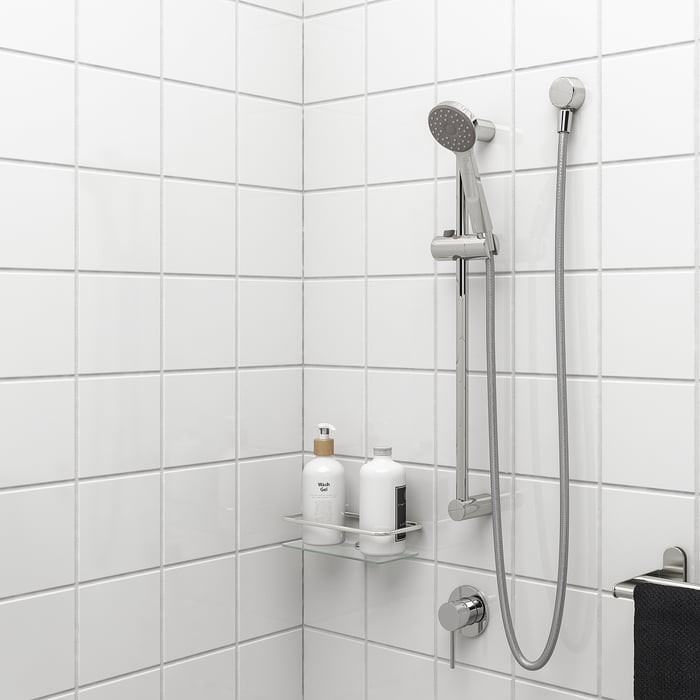 VALLAMOSSE Riser rail w handshower/wall outlet, chrome-plated - IKEA