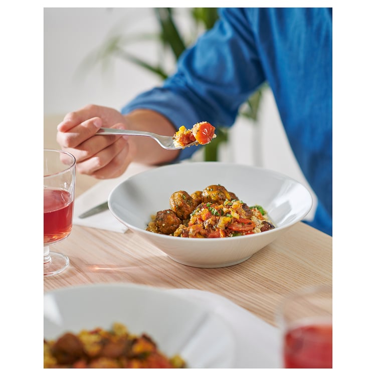 Veggie balls, couscous grilled veggies/tomato and spinach ragout - IKEA