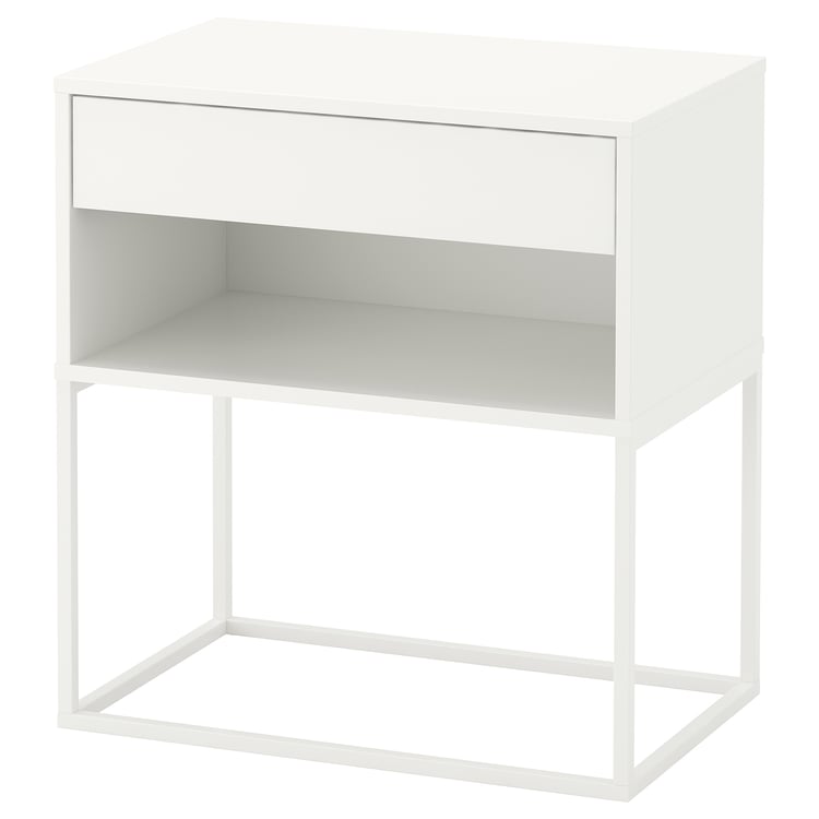 VIKHAMMER Bedside table, white, 60x39 cm - IKEA