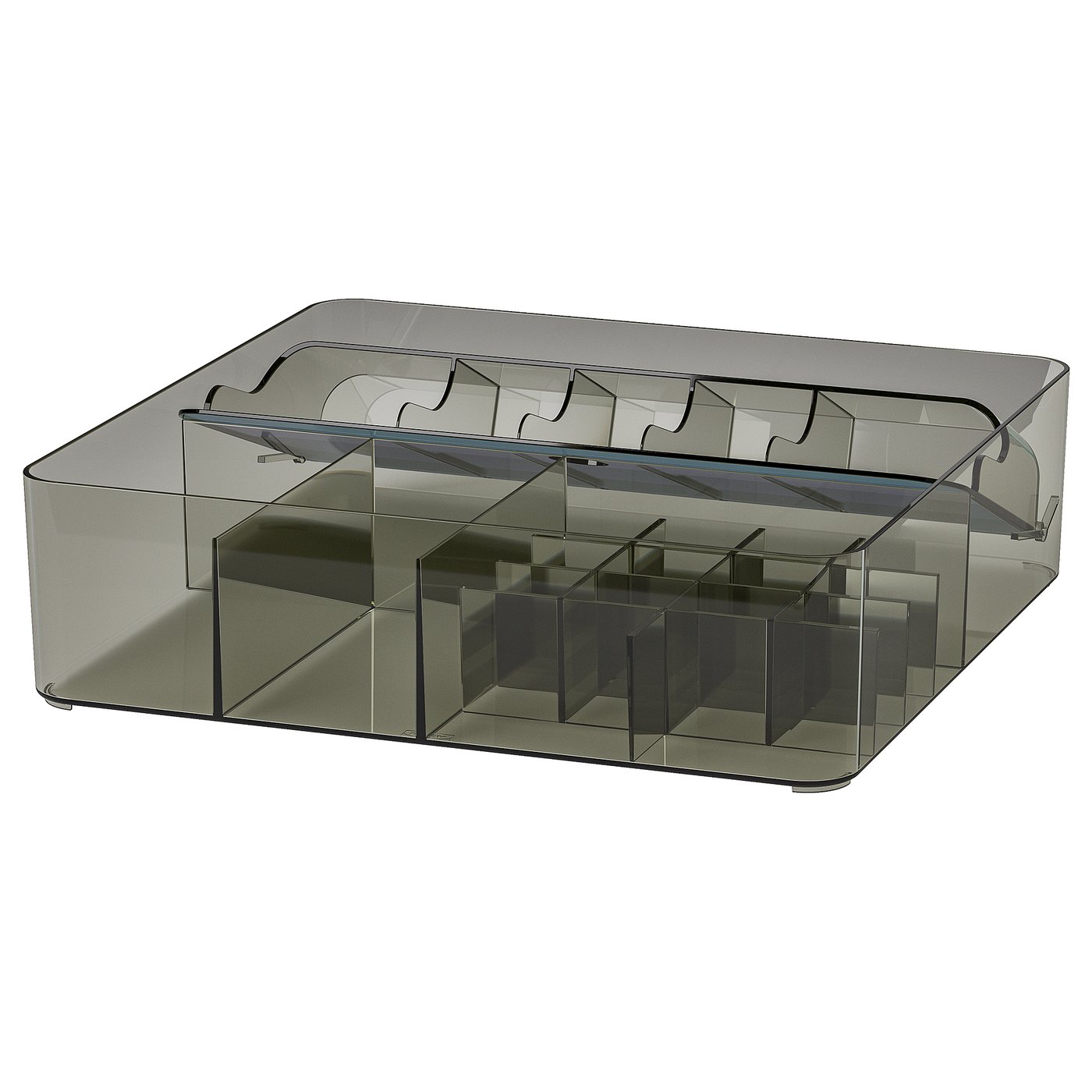 VISSLAÅN box with compartments, grey, 32x31x9 cm - IKEA