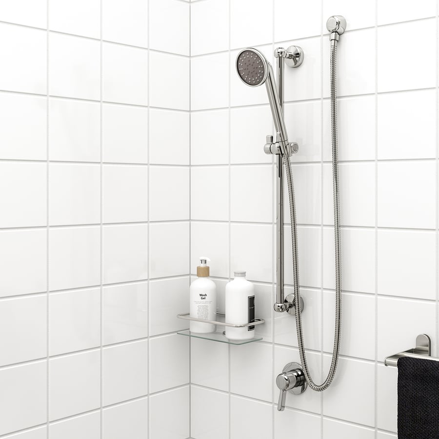VOXNAN Riser rail w handshower/wall outlet, chrome-plated - IKEA