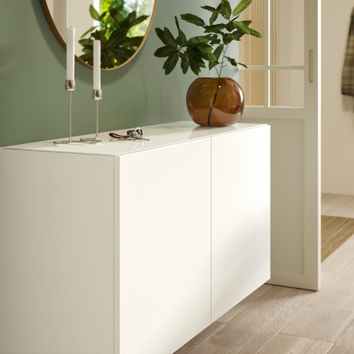 BESTÅ top panel, glass/white, 120x40 cm - IKEA Belgium