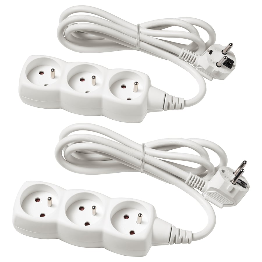 KOPPLA 3-way socket, earthed/white, 1.5 m - IKEA Belgium