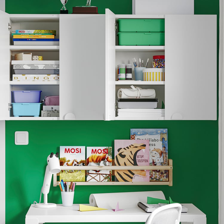 LASTARE wall-mounted cabinet combination, white/with 2 shelves ...