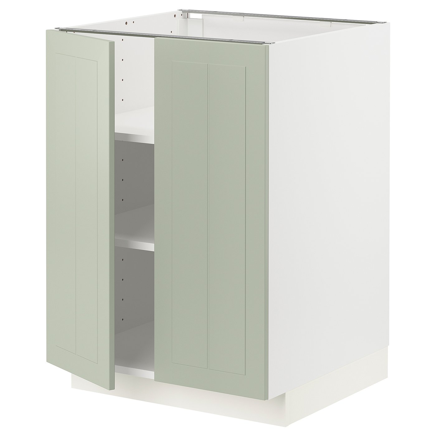 METOD base cabinet with shelves/2 doors, white/Stensund light green ...