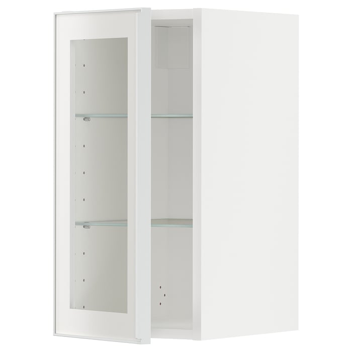 METOD wall cabinet w shelves/glass door, white/Hejsta white clear glass ...