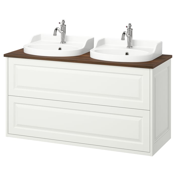 TÄNNFORSEN / RUTSJÖN wash-stnd w drawers/wash-basin/taps, white/brown ...