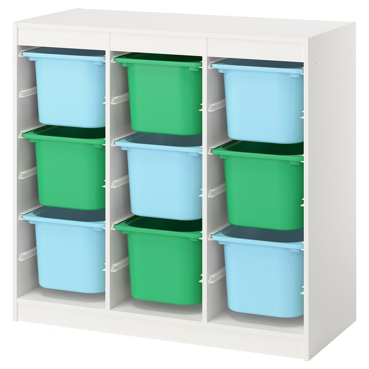 TROFAST storage combination with boxes, room divider white/light blue ...