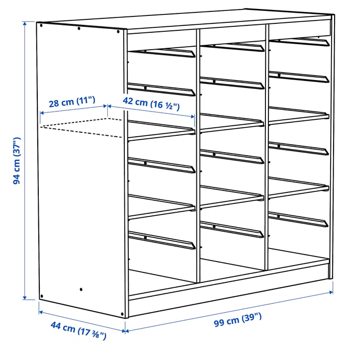 TROFAST storage combination with shelves, room divider/white, 99x44x94 ...
