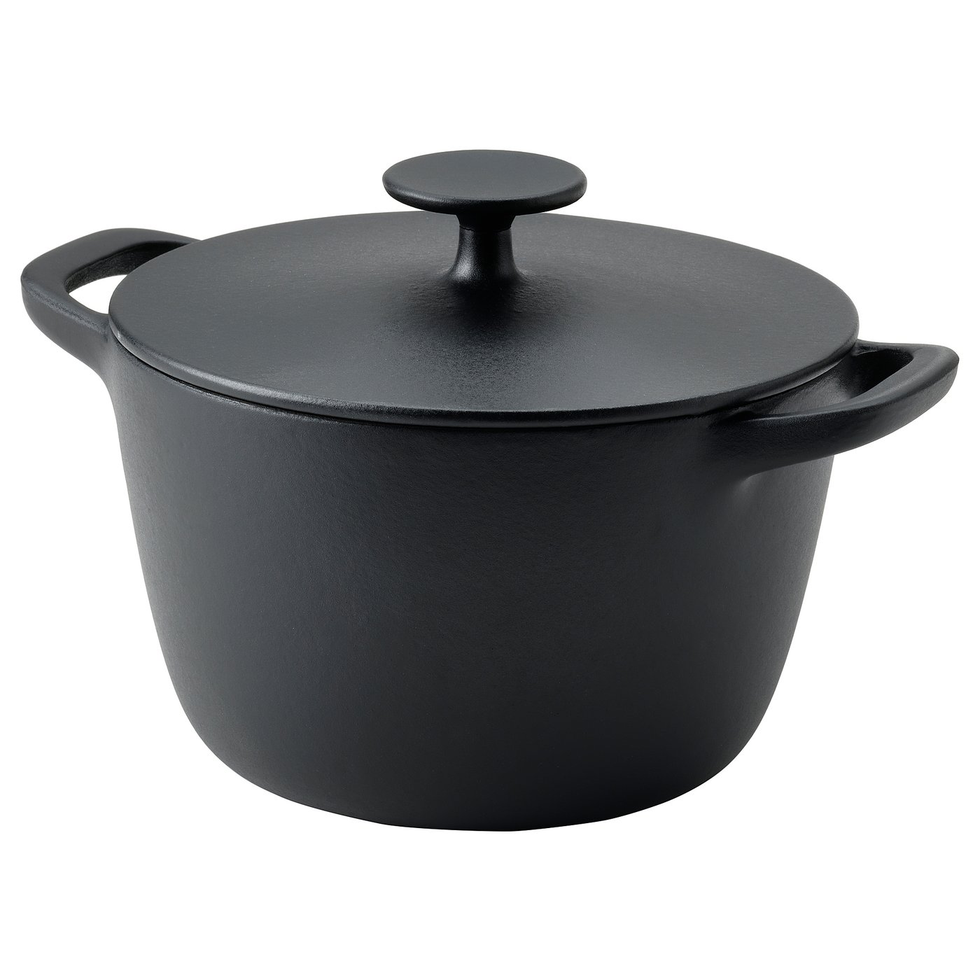 VARDAGEN pot with lid, enamelled cast iron matt/black, 3 l - IKEA Belgium