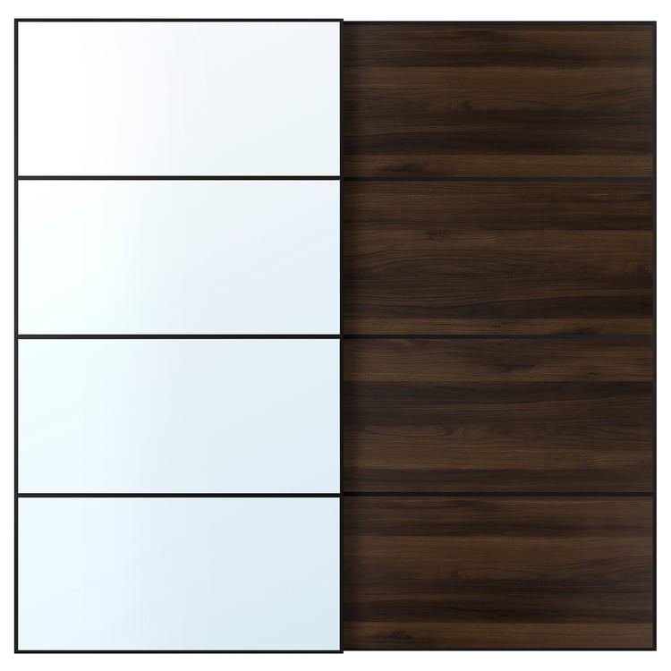 AULI / MEHAMN jeu 2 ptes coul, noir miroir/double face motif chêne brun ...