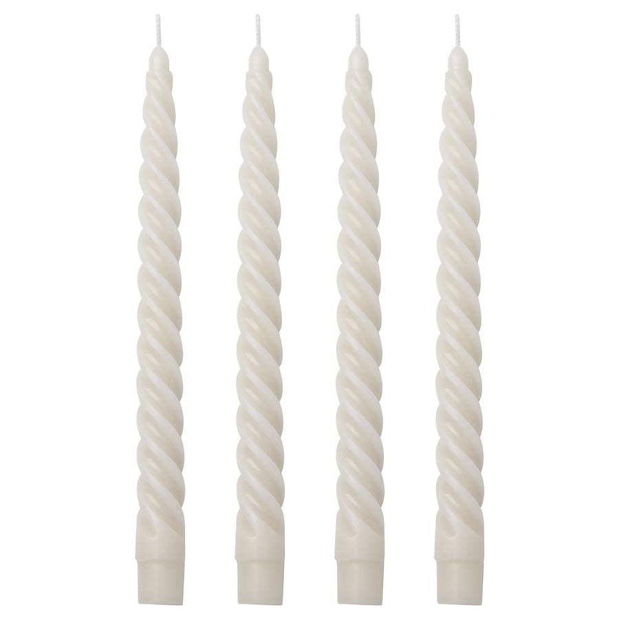 CONTORTATALL bougie non parfumée pour chandelier, tressé/blanc cassé ...