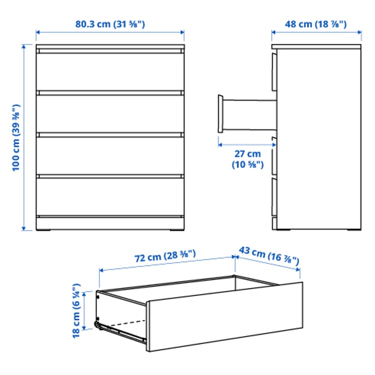 MALM Commode 4 tiroirs, brun noir, 80x100 cm - IKEA Belgique