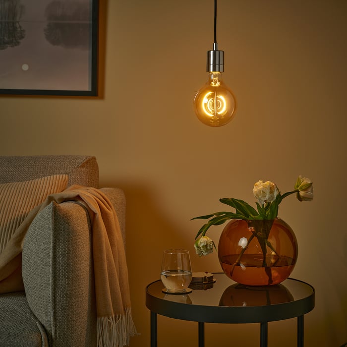 MOLNART ampoule LED E27 150 lumen, globe verre transparent brun, 125 mm ...